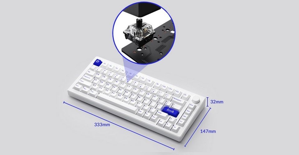 Buy Akko MOD007 PC Blue on White Hot-Swap CS Piano Keyboard ...