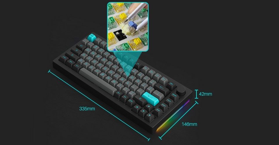 Buy Akko 5075B Plus Black/Cyan RGB Wireless ASA Wine Red [6925758623353 ...